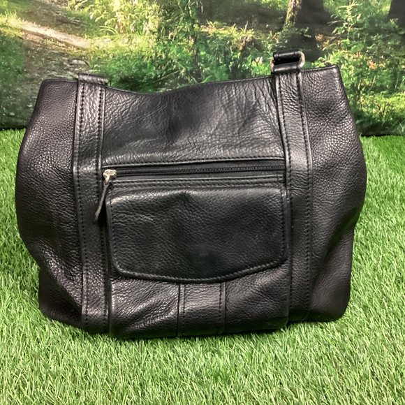 Fossil | Bags | Vintage Fossil Black Leather Bag W Builtin Wallet ...